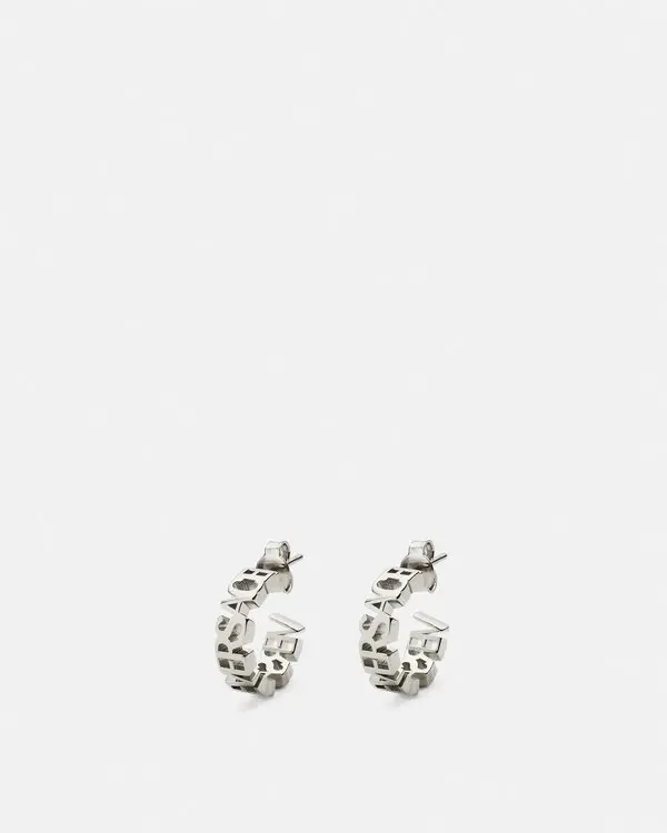 Versace Logo Hoop Earrings - Silver