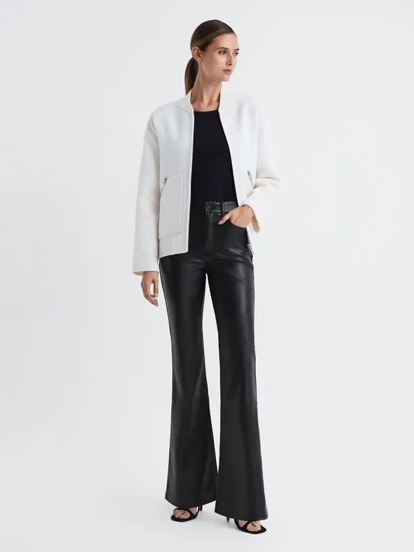Good American Faux Leather Flare Jeans