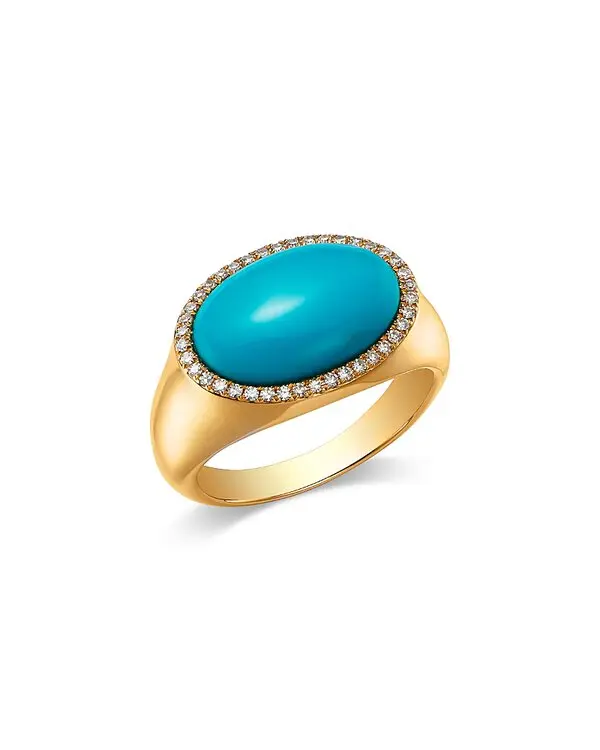 Bloomingdale'S Turquoise And Diamond Ring - Blue/gold
