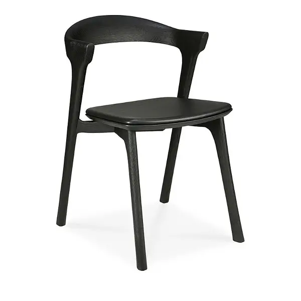 ETHNICRAFT Bok Dining Chair - Oak Black With Black Leather