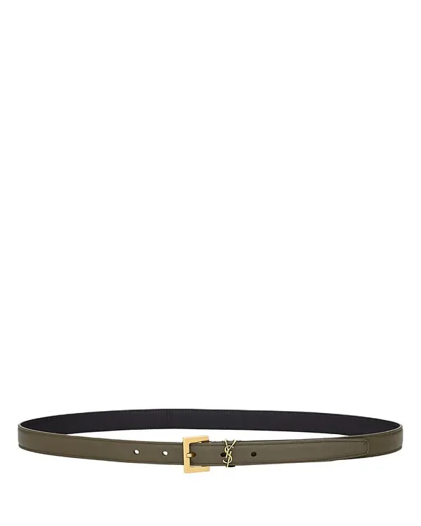 Saint Laurent Cassandre Thin Belt - Artichocke Green