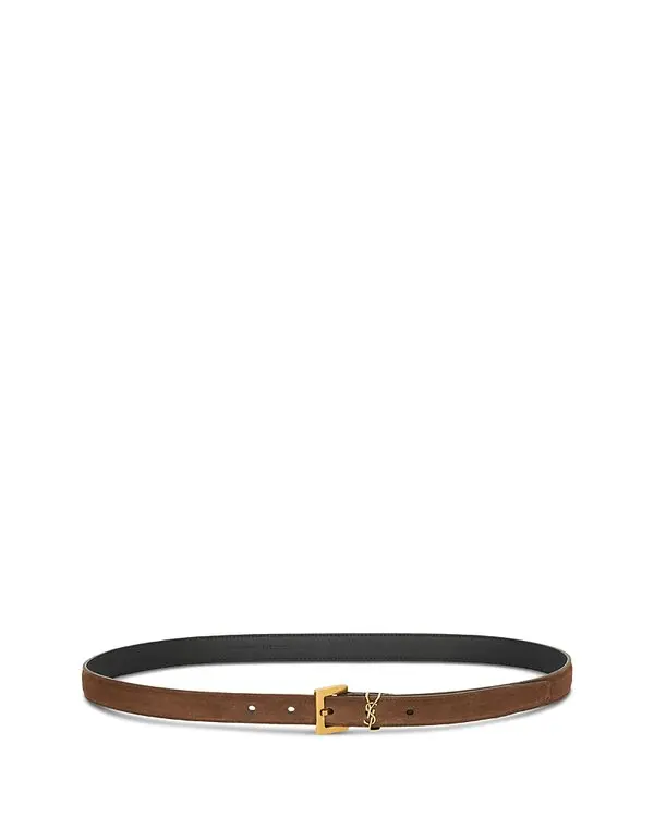 Saint Laurent Cassandre Thin Belt - Brown Coffee