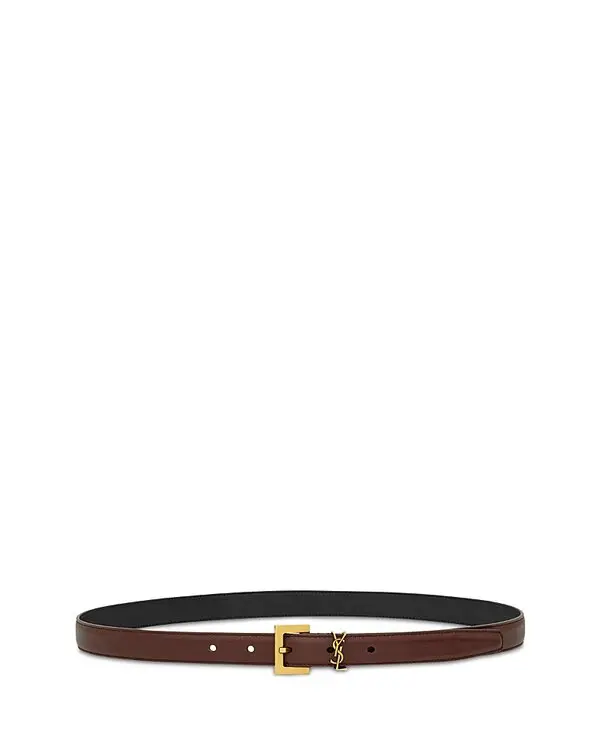 Saint Laurent Cassandre Thin Belt - Red Tan