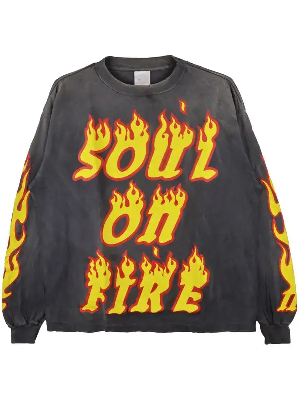 SAINT MXXXXXX Flame Print Crewneck Sweater