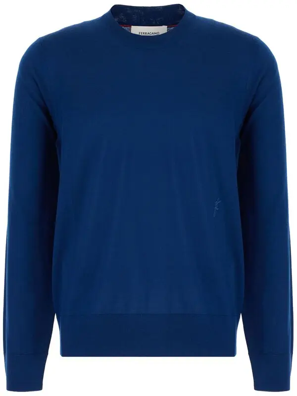 FERRAGAMO Logo-embroidered Jumper - Blue