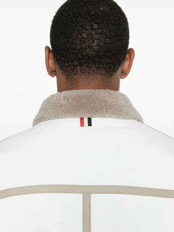 Thom Browne Shearling-trim Leather Jacket