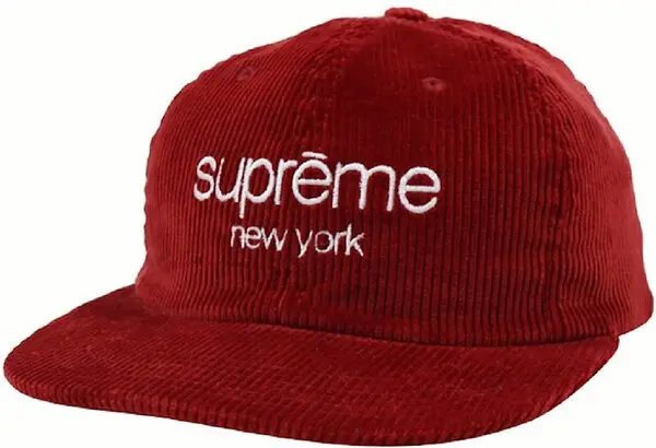 Supreme Corduroy Classic Logo 6-Panel Cap - Burgundy | Editorialist