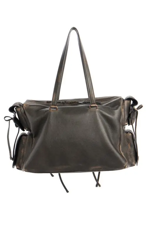 Acne Studios Washed Leather Tote - Dark Brown/ Beige