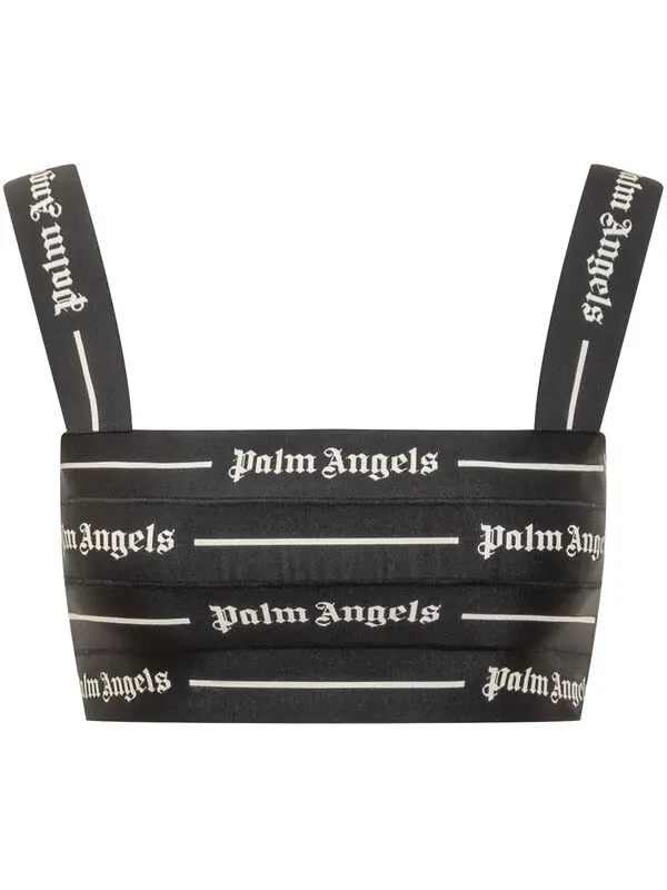 Palm Angels Logo-tape Crop Top - Black