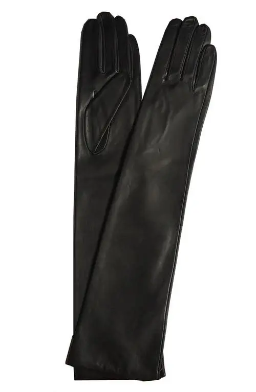 PAULA ROWAN Montserrat Leather Opera Gloves - Black