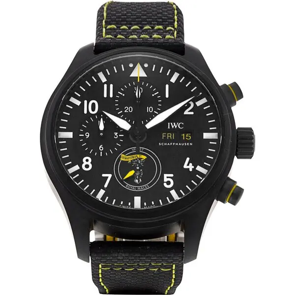 WATCHFINDER & CO. Pilot's Chronograph Leather Strap Watch - Black