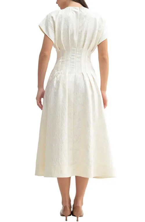 QUINCY MAE Floral Satin Jacquard Midi Dress