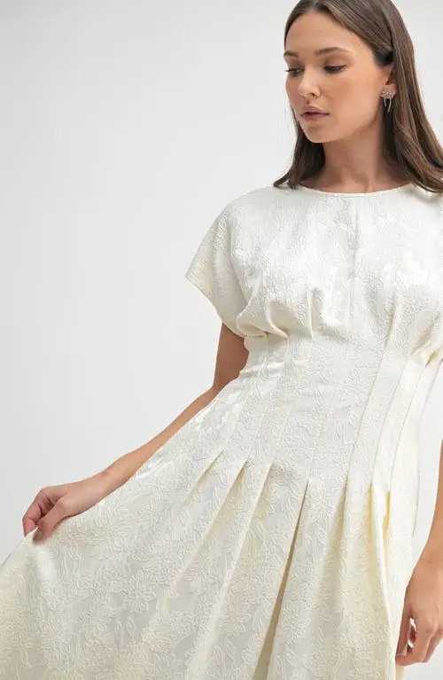 QUINCY MAE Floral Satin Jacquard Midi Dress