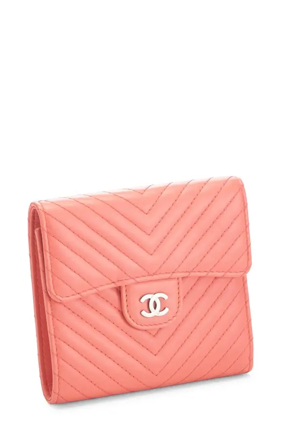 Chanel Chevron Lambskin Compact Wallet