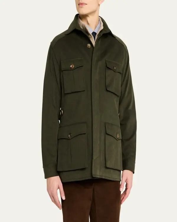Anderson Sheppard Cotton Four-Pocket Travel Jacket Olive