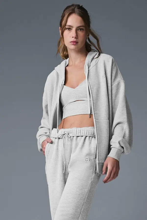 Alo Yoga Accolade Full-zip Hoodie - Athletic Heather Grey