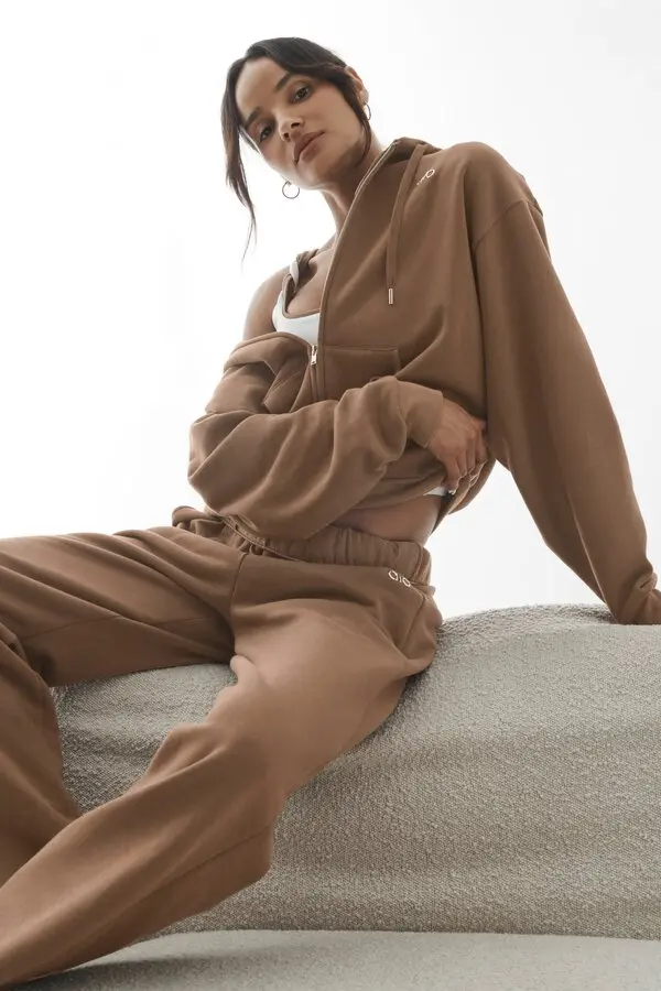 Alo Yoga Accolade Full Zip Hoodie - Java Brown