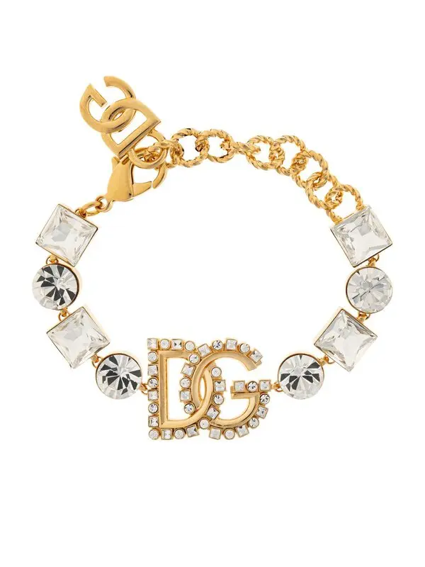 Dolce & Gabbana Logo-plaque Crystal Bracelet - Gold