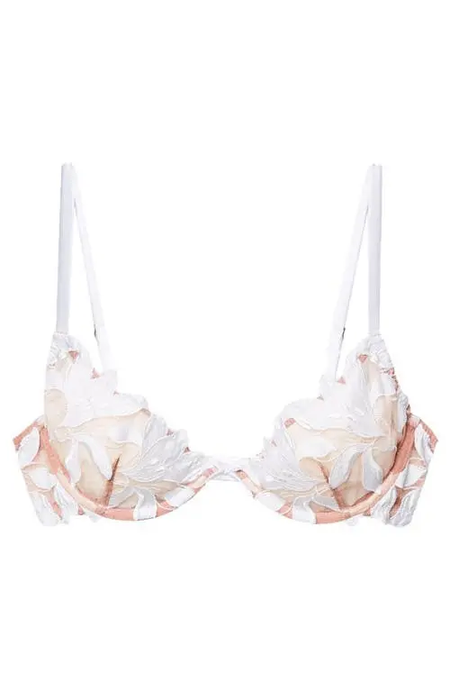 FLEUR DU MAL Lily Embroidered Underwire Plunge Demi Bra - Ivory
