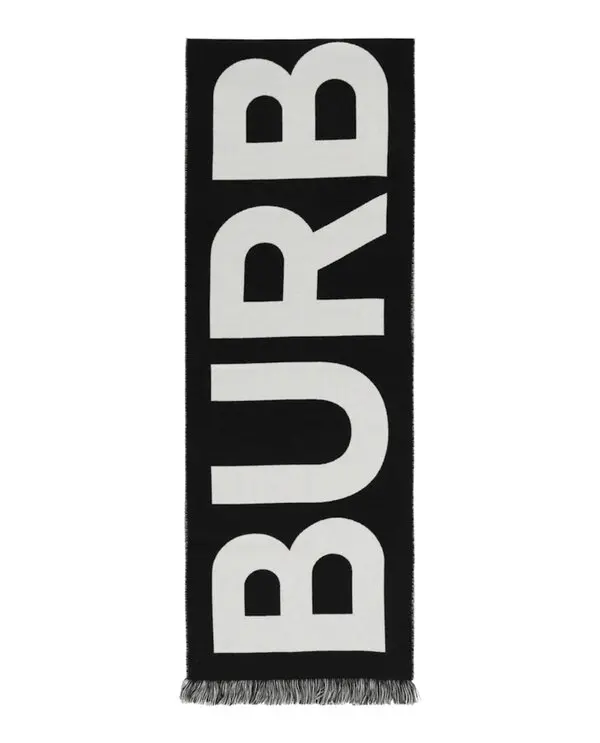 Burberry Logo Wool Scarf - Black