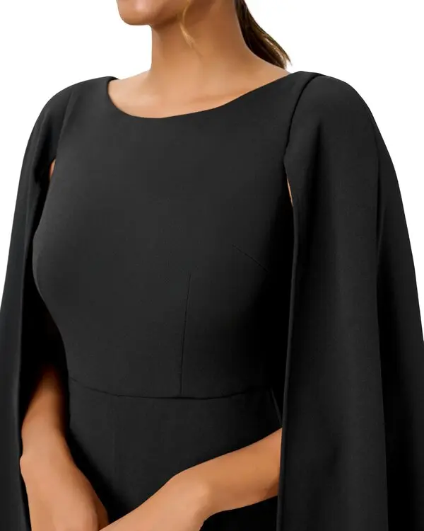 Adrianna Papell Knit Crepe Cape Jumpsuit In Black - 25% Off | Editorialist