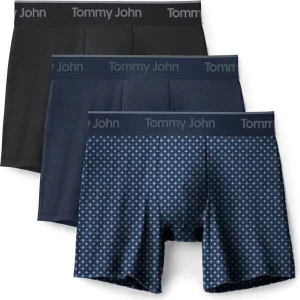 Tommy John 3-pack Second Skin 6-inch Stretch Modal Boxer Briefs - Black/dress Blue Gents