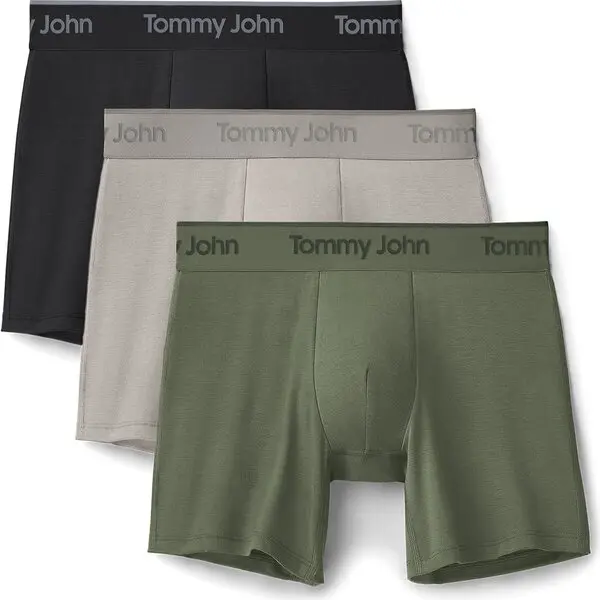 Tommy John 3-pack Second Skin 6-inch Stretch Modal Boxer Briefs - Blkbty/dv/flc