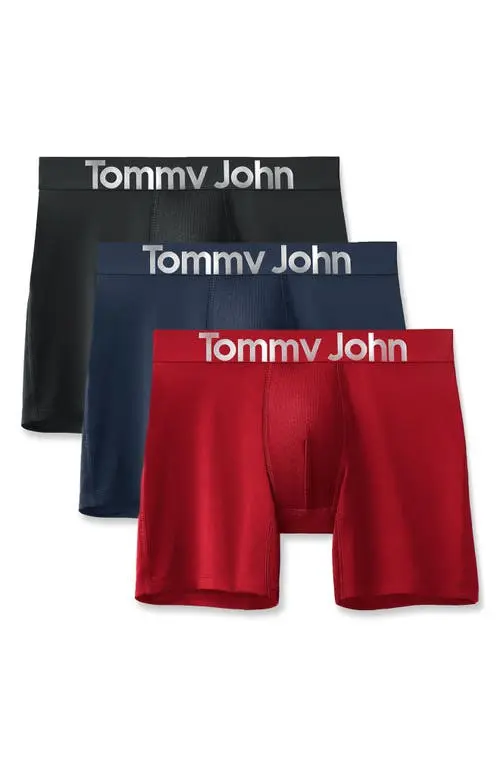 Tommy John 3-pack 360 Sport Micro 6-inch Boxer Briefs - Black/ Dress Blues/ Haute Red