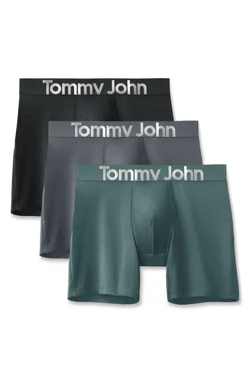 Tommy John 3-pack 360 Sport Micro 6-inch Boxer Briefs - Black/turbulence/mallard Green