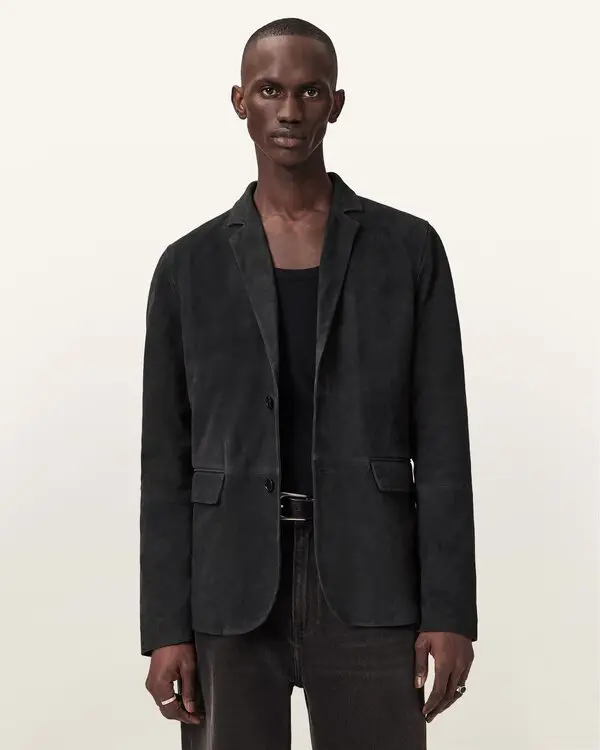 ALLSAINTS Monet Waxed Suede Blazer - Blue