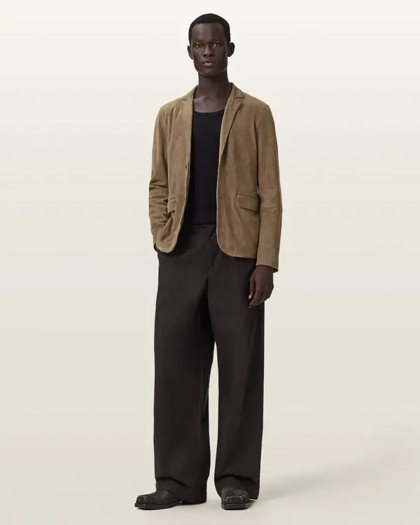 ALLSAINTS Monet Waxed Suede Blazer - Dune Brown