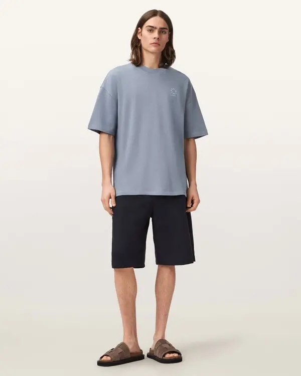 ALLSAINTS Haven Embroidered Logo Oversized T-shirt - Blue
