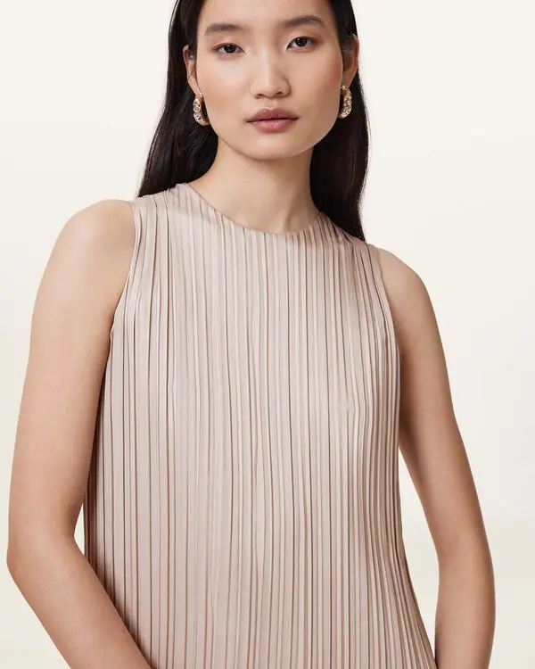 ALLSAINTS Vittoria 2-in-1 Pleated Midi Dress