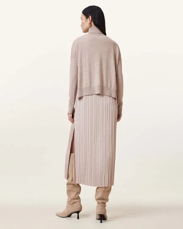 ALLSAINTS Vittoria 2-in-1 Pleated Midi Dress