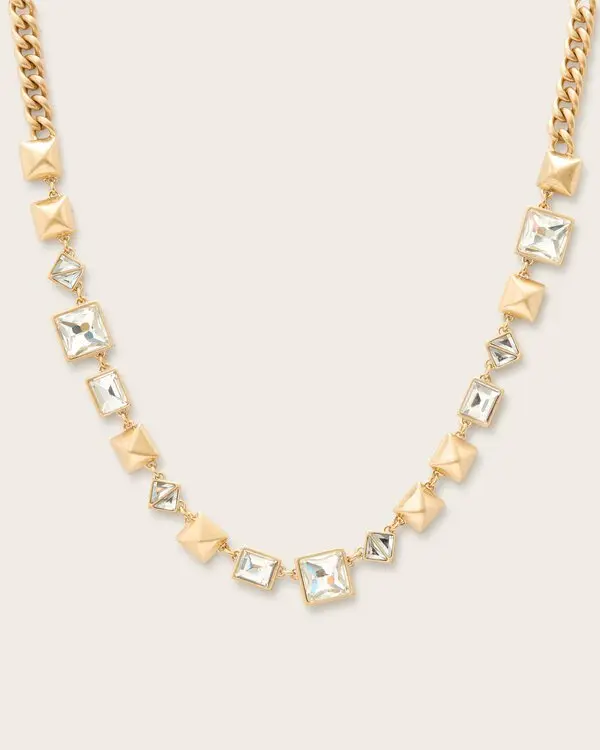 ALLSAINTS Elora Hexagon Chain Necklace - Warm Brass