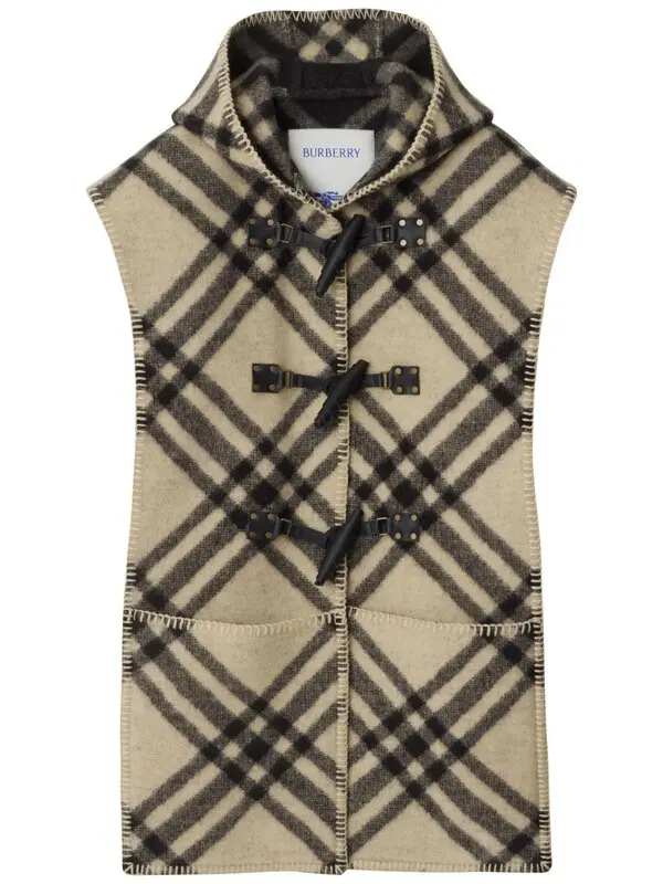 Burberry Vintage Check Wool Cape - Neutrals