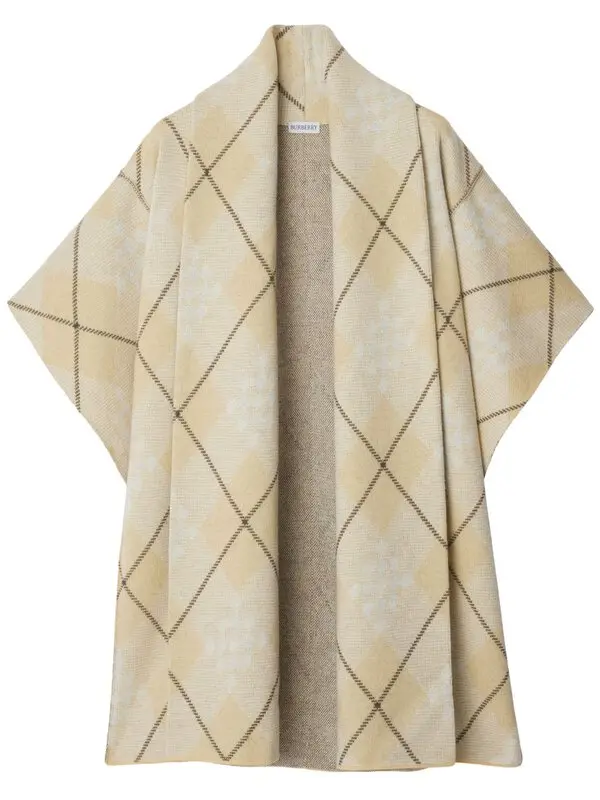 Burberry Checked Wool-blend Cape - Neutrals