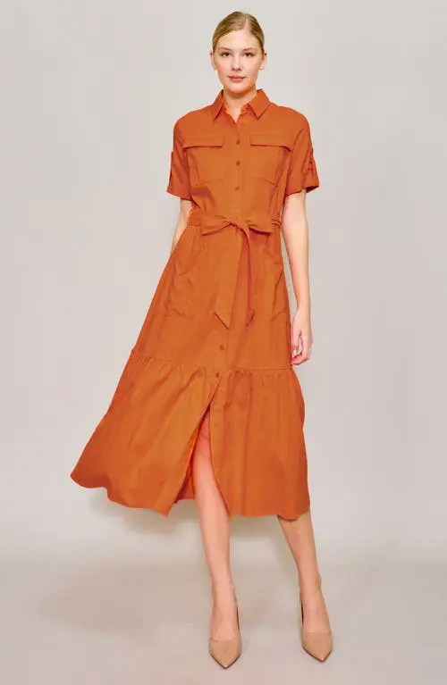 open lace back dress Evening Peplum Belted Dress Orange