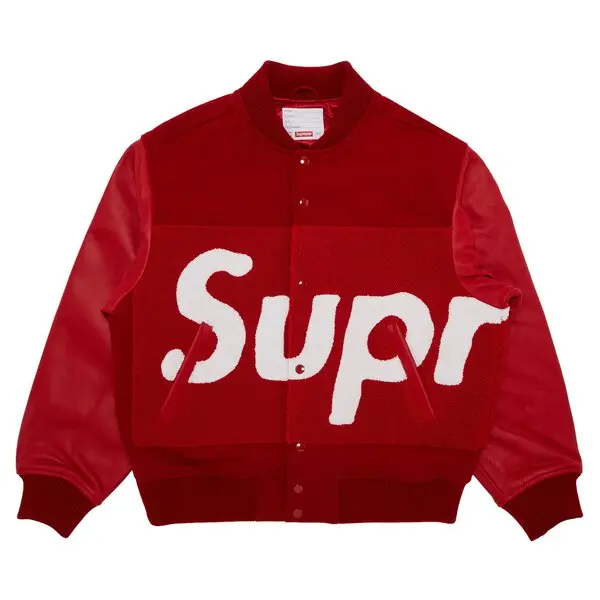 Supreme Big Logo Chenille Varsity Jacket - Red