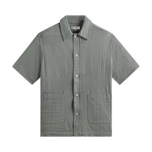 Kith Overdyed Patchwork Boxy Collared Overshirt 'reverie