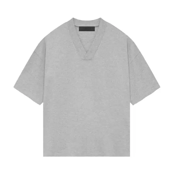 Fear Of God V Neck T-shirt 'light Heather - Grey
