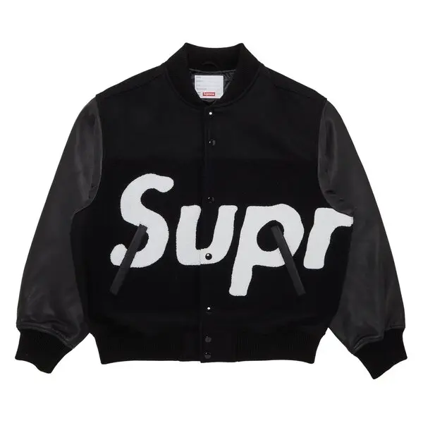 Supreme Big Logo Chenille Varsity Jacket - Black