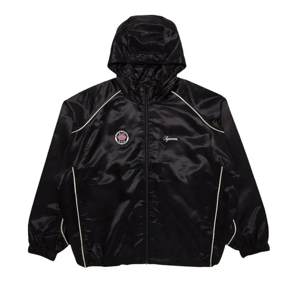 Supreme Satin Hooded Track Jacket - Black