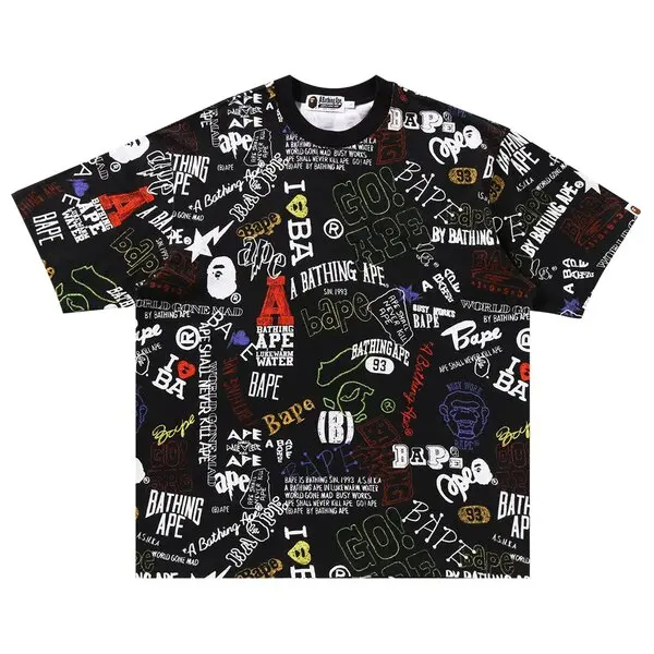 A BATHING APE Hand Draw Pattern Relaxed Fit Tee - Black