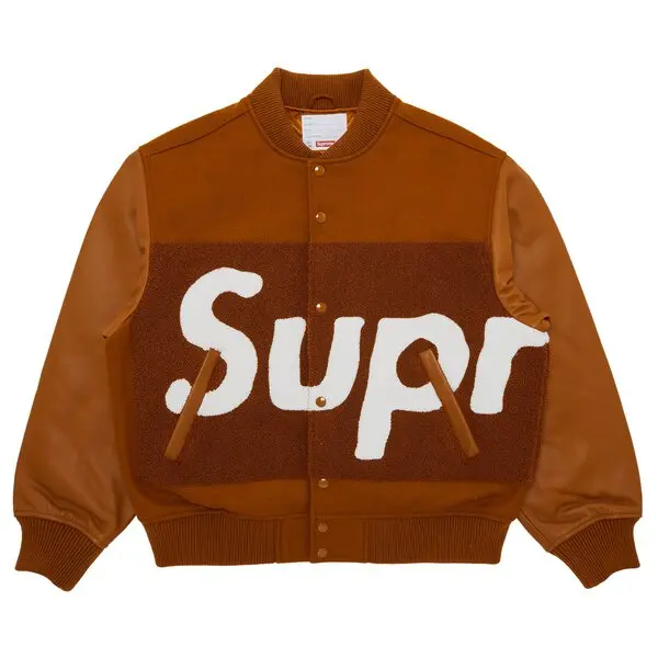 Supreme Big Logo Chenille Varsity Jacket - Yellow