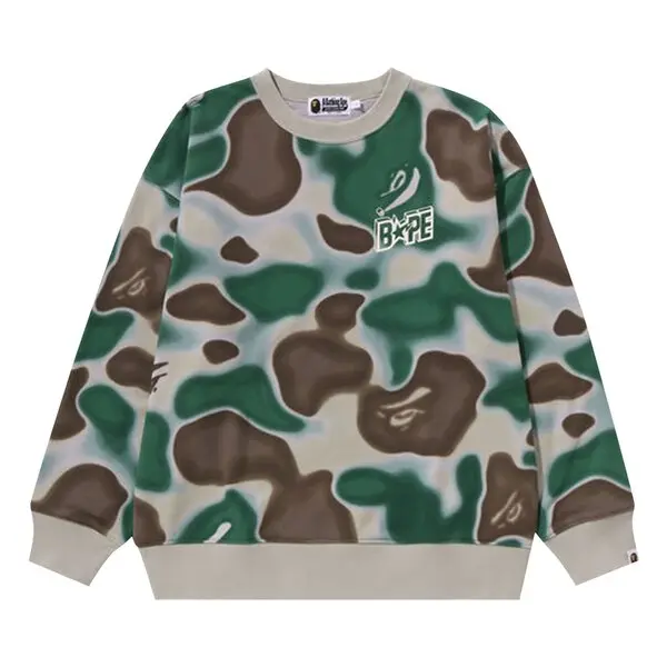A BATHING APE Liquid Camo Sta Crewneck Sweater - Green