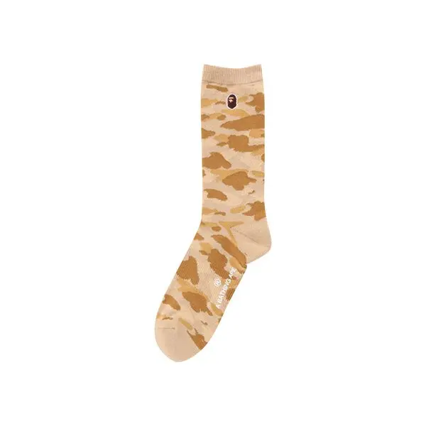 A BATHING APE Color Camo Ape Head One Point Socks - Yellow