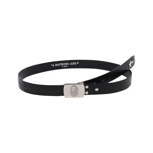 A BATHING APE Narrow Leather Belt - Black