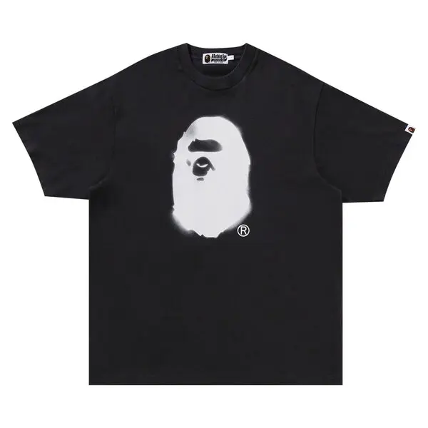 A BATHING APE Spray Ape Head Relaxed Fit Tee - Black