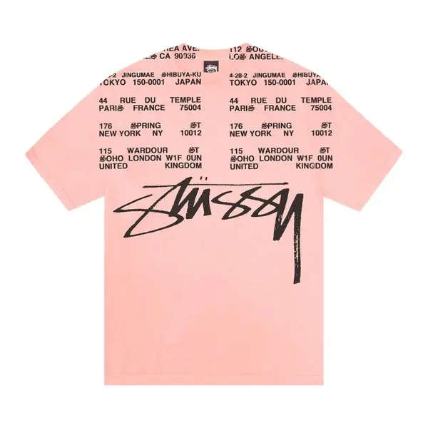 StÜssy Locations Tee Pigment Dyed 'coral - Pink